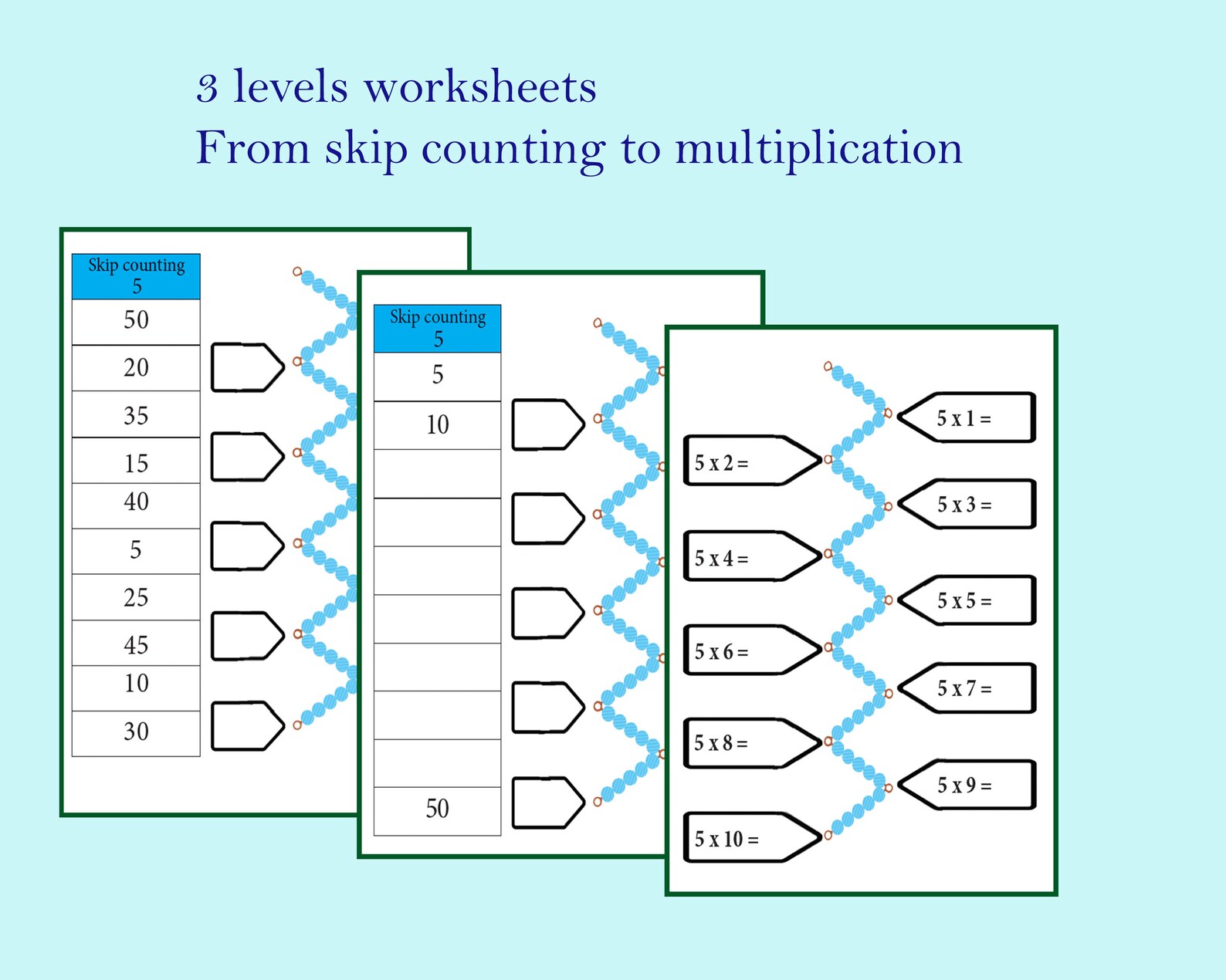 Math Skip Counting Worksheet Bundle / Montessori Math Worksheet ...