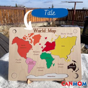 Wooden World Puzzle Map – Montessori Geography Toy | Canadian Maple ...