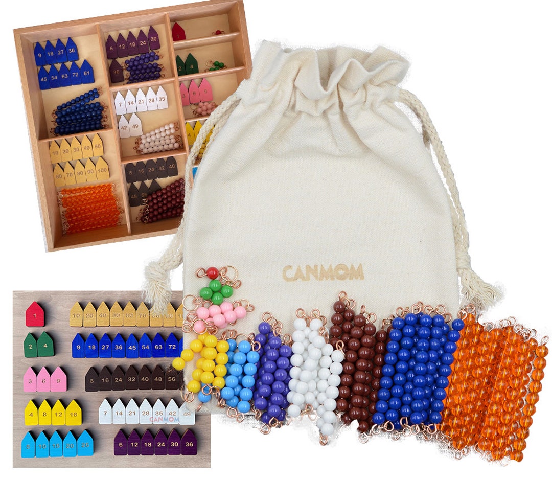 Montessori Short Bead Chains With Wooden Tag / Math Educational ...