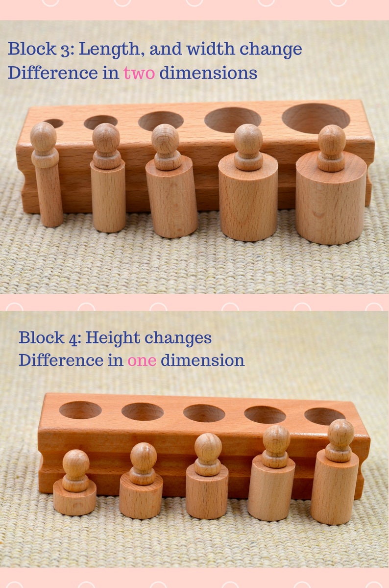 Wooden Learning Toy / Montessori Knobbed and Knobless Cylinder - Etsy ...