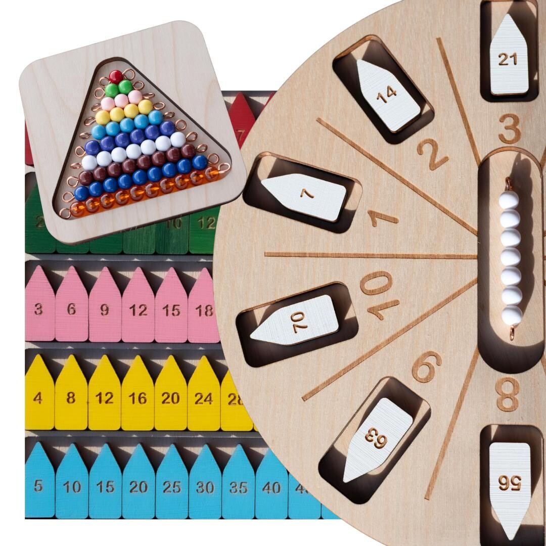 Wooden Montessori Multiplication Wheel 1–10 | Times Table Learning ...