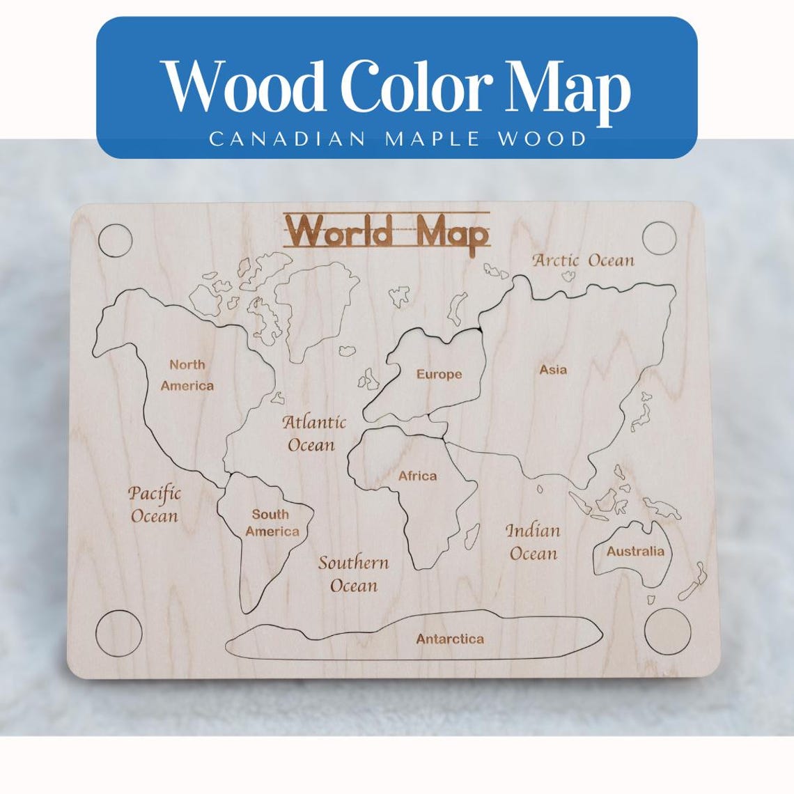 Wooden World Puzzle Map – Montessori Geography Toy | Canadian Maple ...
