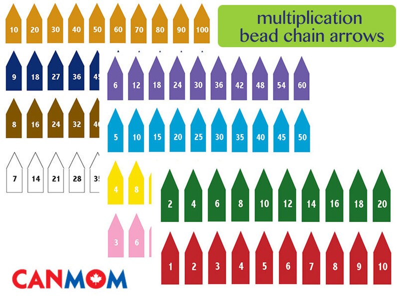 Montessori Multiplication Bead Chains | Skip Counting Math Manipulative ...
