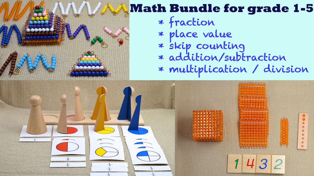 Montessori Math Learning Bundle / Montessori Toys / Fraction / Skip ...