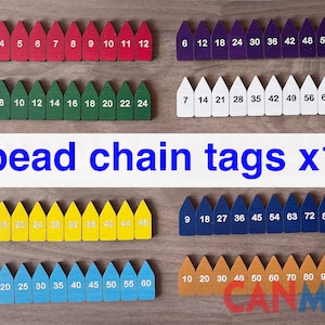 Montessori Math: Wooden Bead Chain Number Tags, Homeschool Learning - Etsy