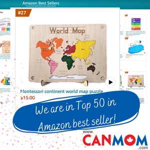 Wooden World Puzzle Map – Montessori Geography Toy | Canadian Maple ...