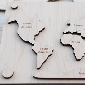 Wooden World Puzzle Map | Montessori Continent Map - Etsy