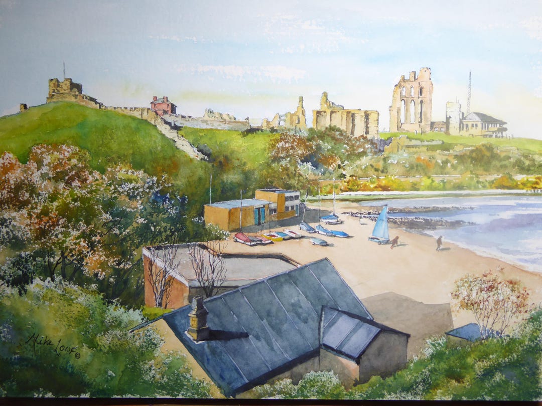 TYNEMOUTH PRIORY and BEACH: an Original Watercolour Painting by Mike ...