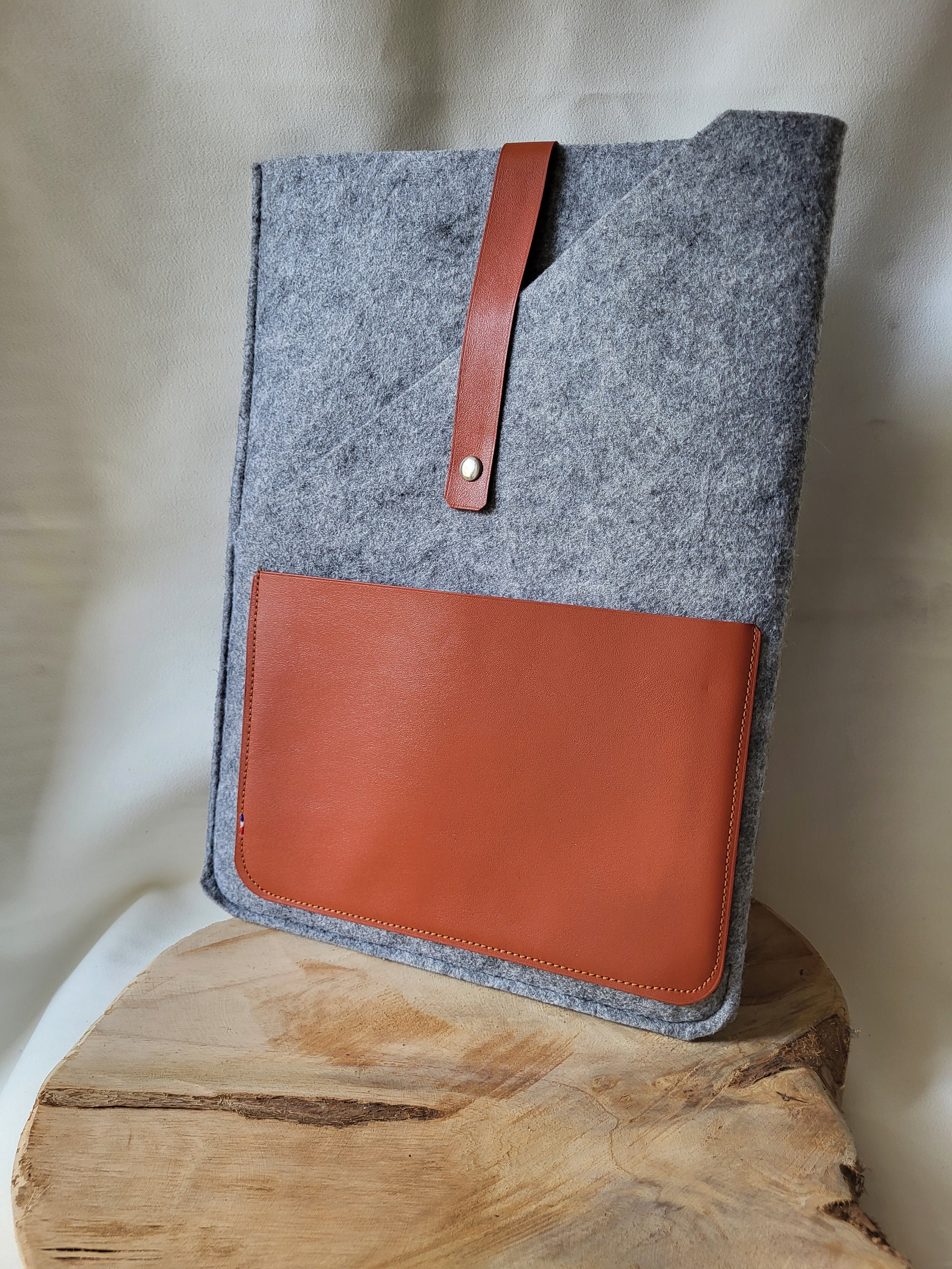 Felt and Leather iPad Computer Case, Tablet Pocket - Etsy