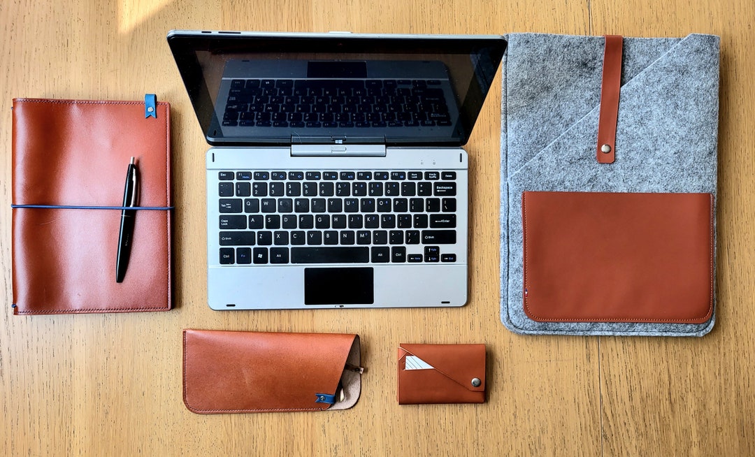 Felt and Leather iPad Computer Case, Tablet Pocket - Etsy