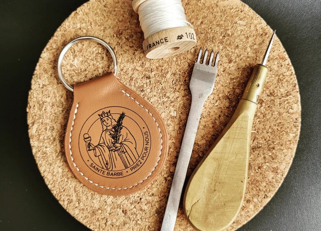 Leather Key Ring With the Image of Your Patron Saint, Saint Christopher ...