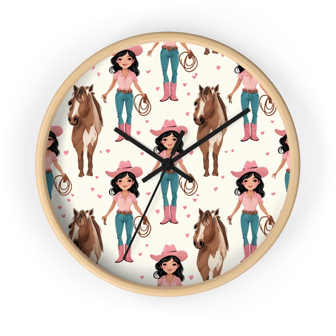 Cowgirl Themed Wall Clock; Cute Cowgirl Wall Clock; Western Girl Wall ...