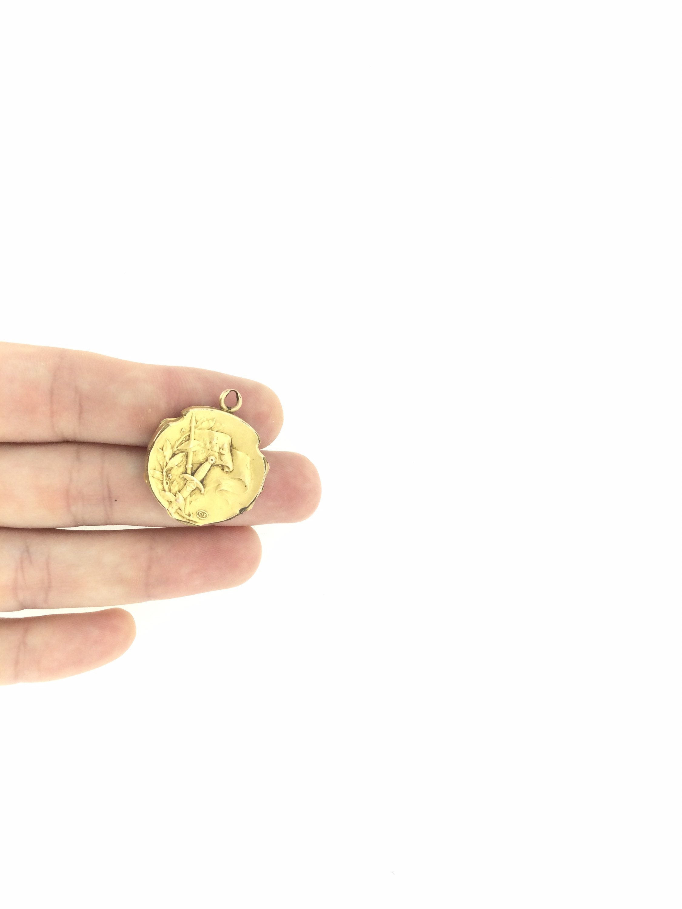 Antique Art Nouveau French Fix Textured Pendant 14CT Gold - Etsy