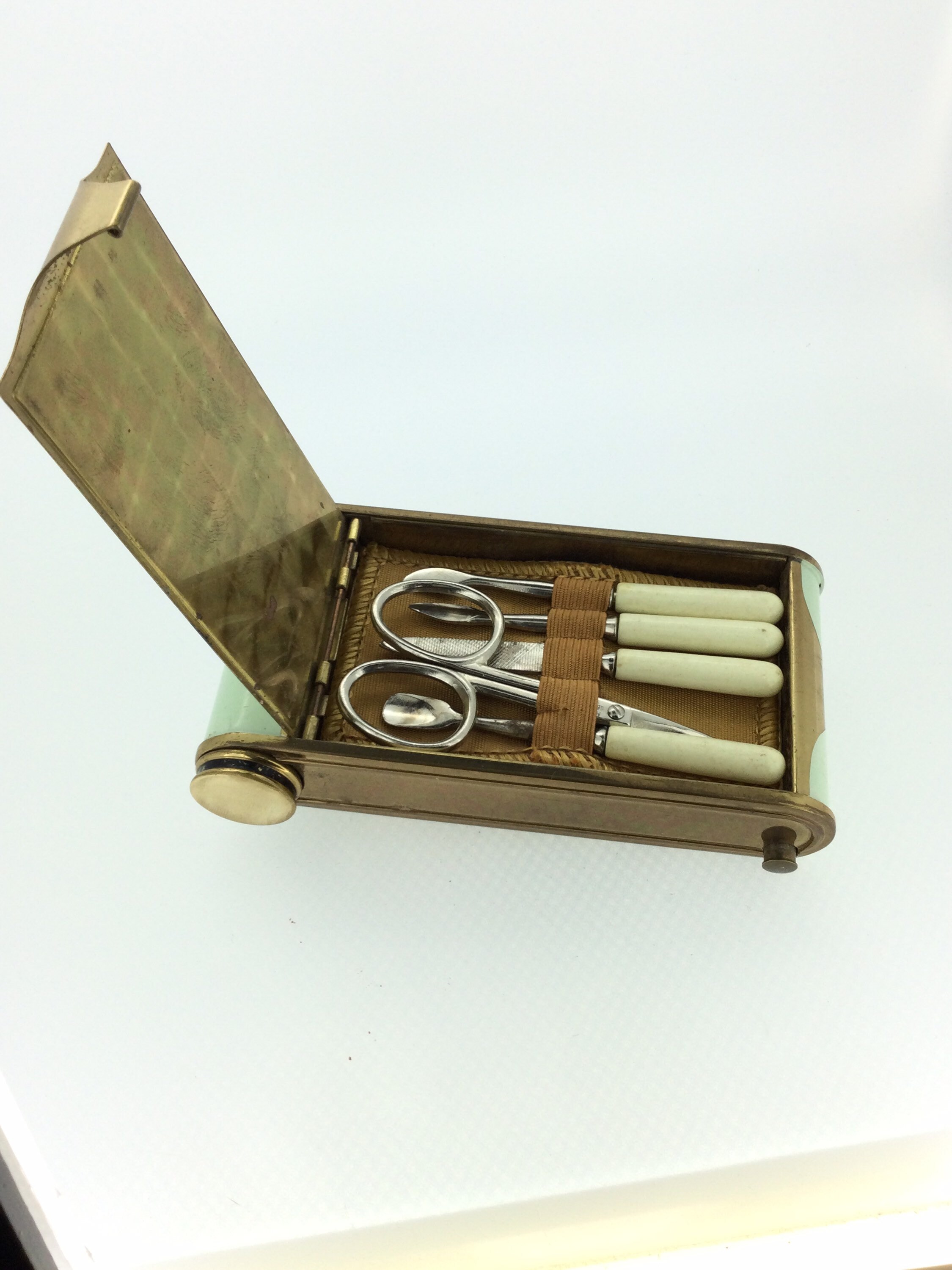 Antique Enamelled Music Box Vanity Box Collectable Wind up Working ...