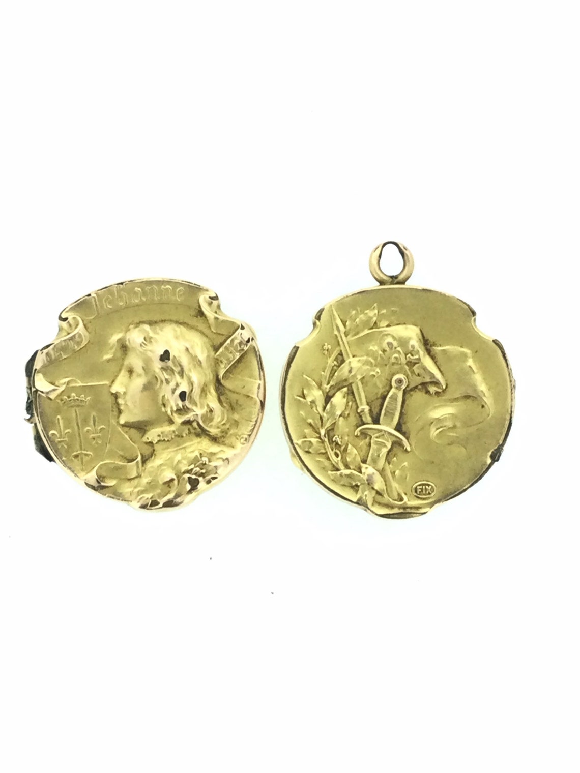Antique Art Nouveau French Fix Textured Pendant 14CT Gold - Etsy