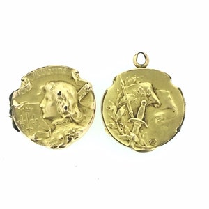 Antique Art Nouveau French Fix Textured Pendant 14CT Gold - Etsy