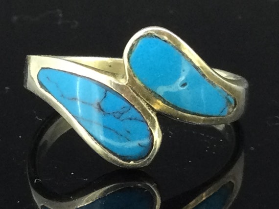 Vintage Silver 925 Matrix Turquoise Ring - Gem