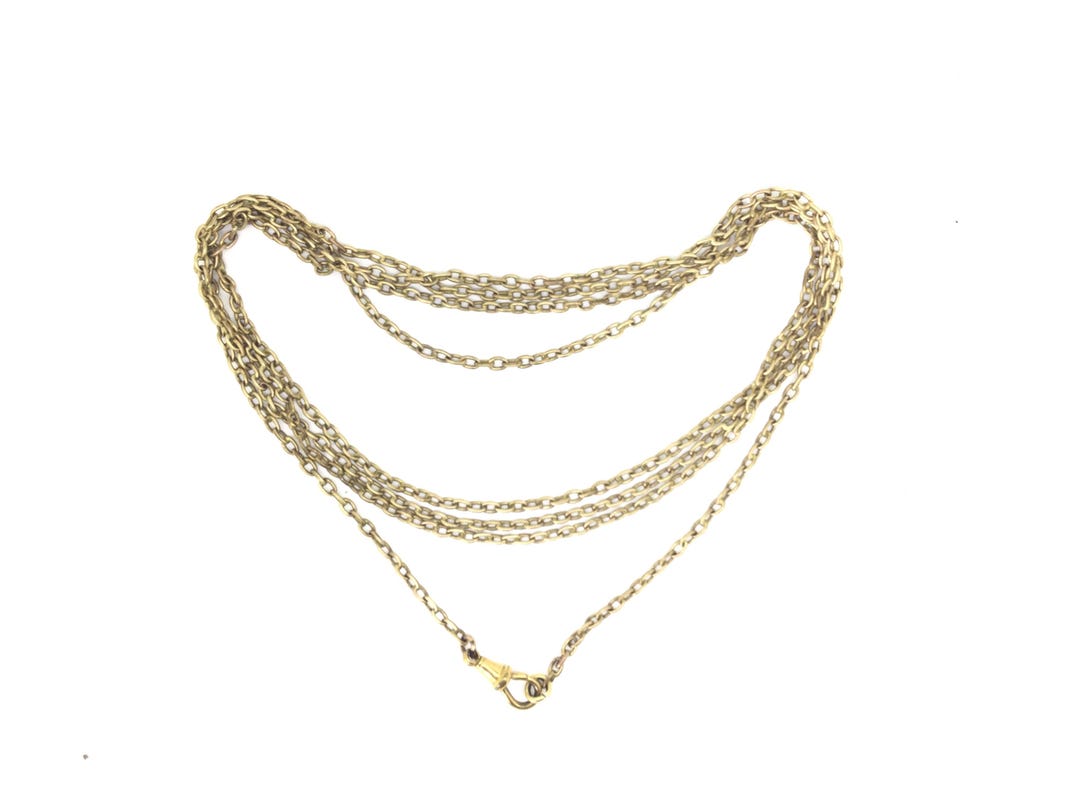 Victorian Long Guard Chain Necklace Dog Clip Clasp Rolled Gold 51’ - Etsy