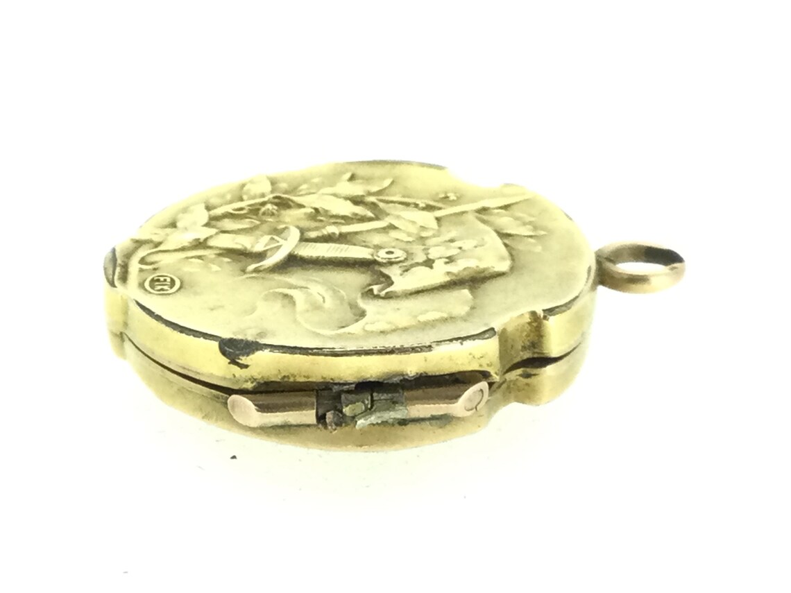 Antique Art Nouveau French Fix Textured Pendant 14CT Gold - Etsy
