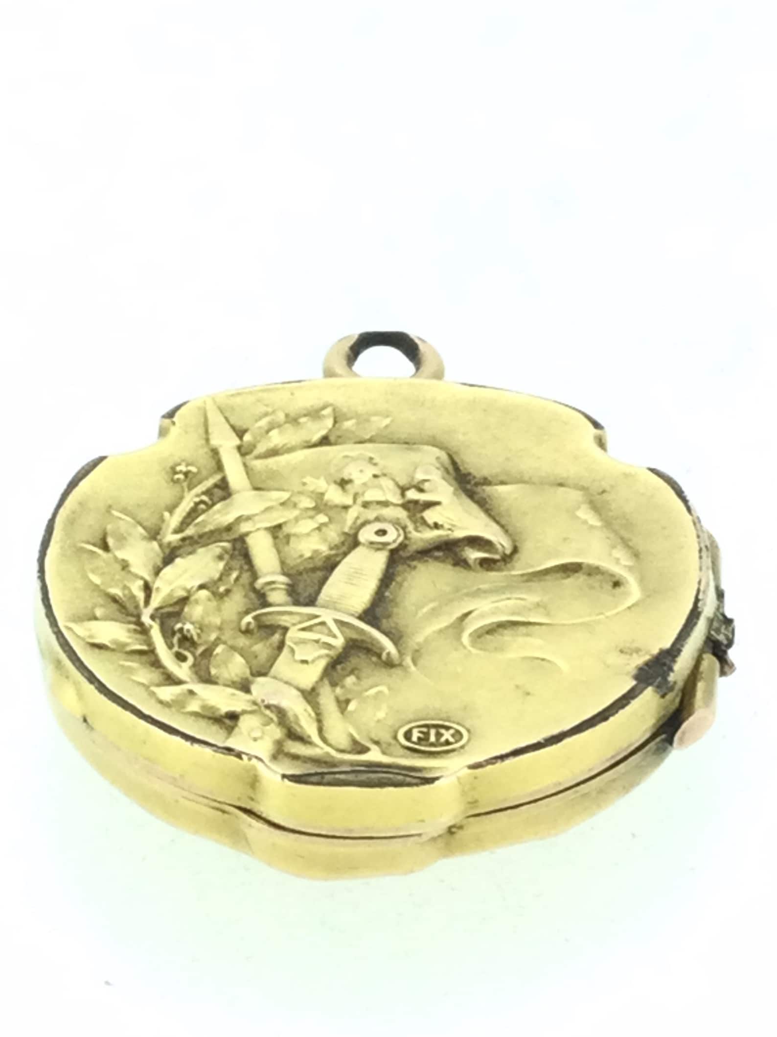 Antique Art Nouveau French Fix Textured Pendant 14CT Gold - Etsy