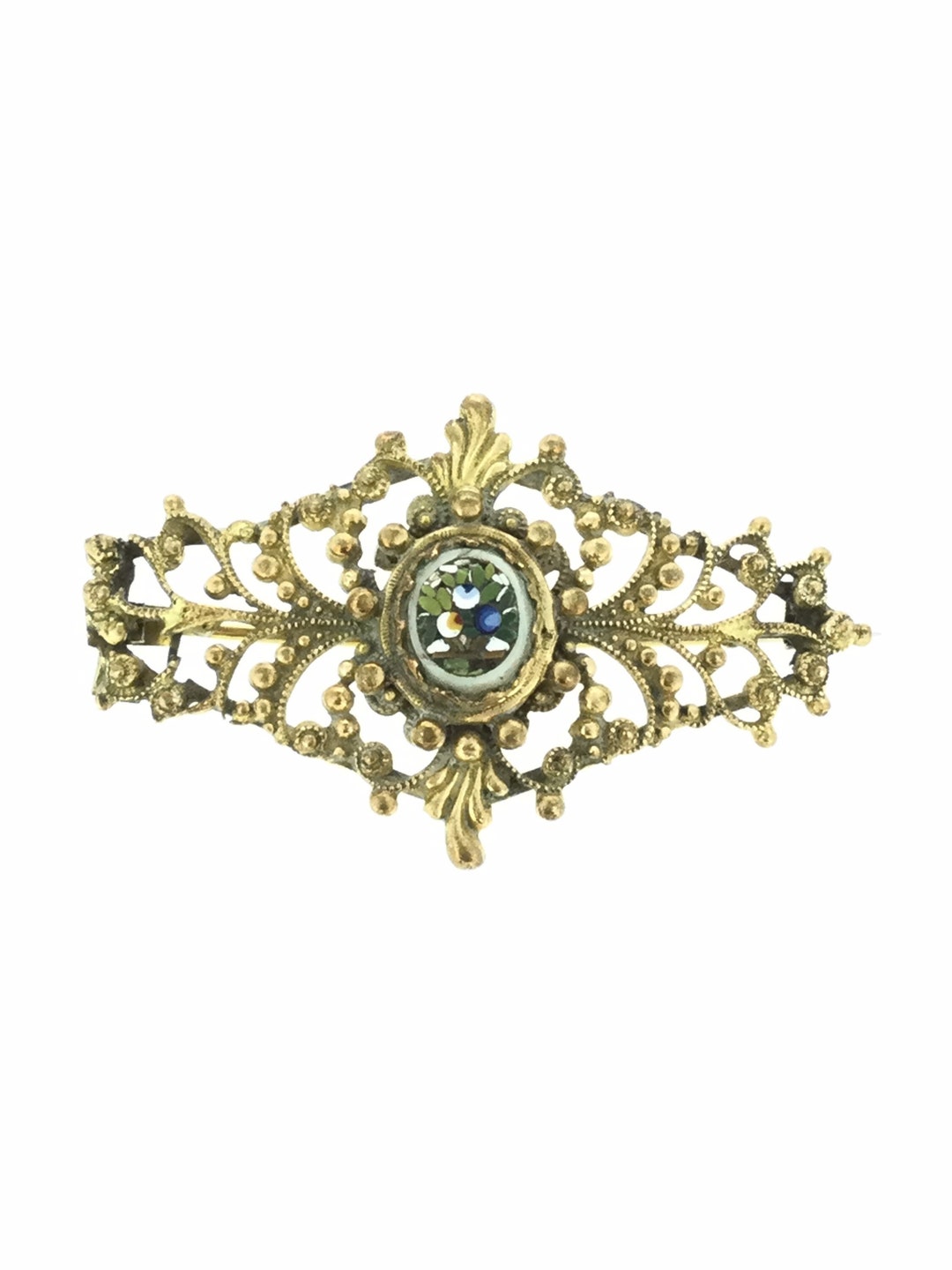 Antique Victorian Filigree Italian Micromosaic Gilt Brooch Pin C.1895 ...