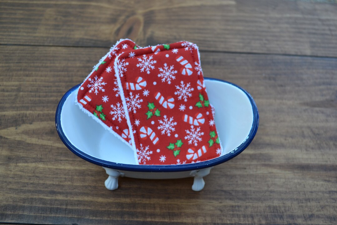 Reusable Kitchen Sponge, Christmas Reusable Sponge, Candy Cane Sponge ...