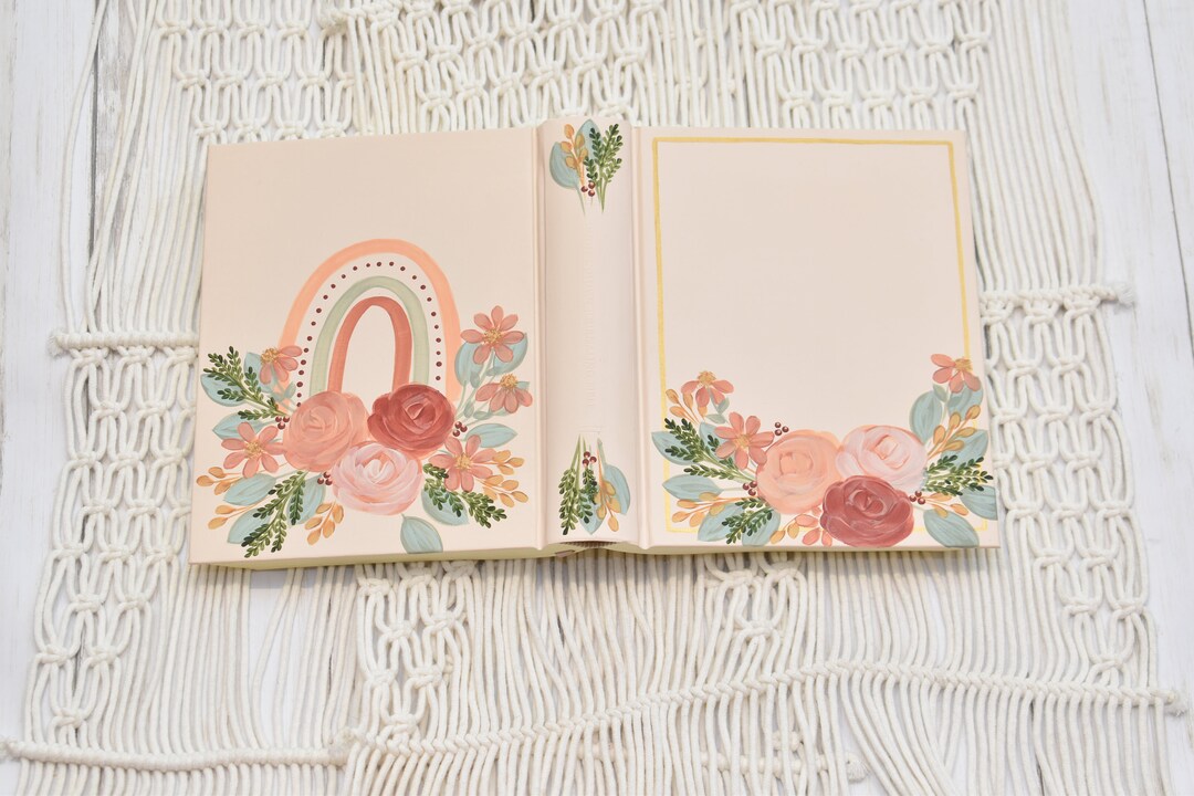 Hand Painted Bible, Boho Rainbow, Specialized Floral Design, Personal ...