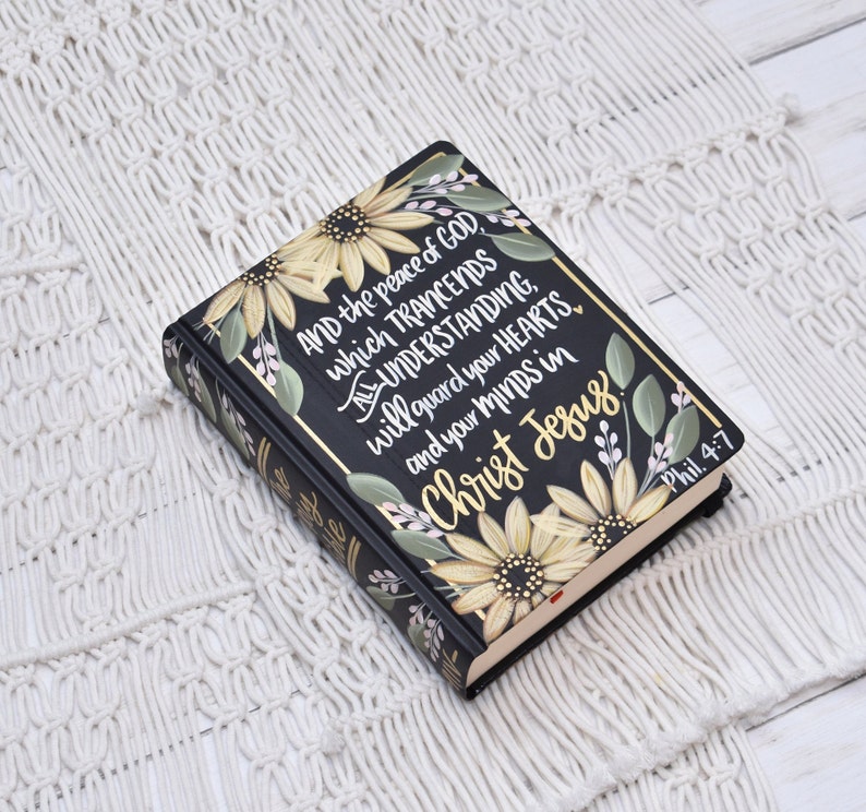 Hand Painted Bible, Sunflower Design, Personalized Gifts, Book Sleeve ...