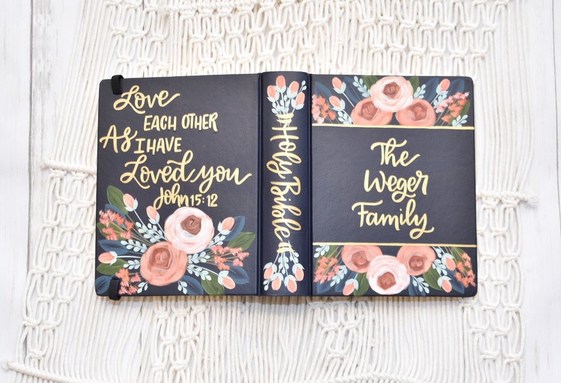 Hand Painted Bible Wedding Bible Guest Book Personalized - Etsy