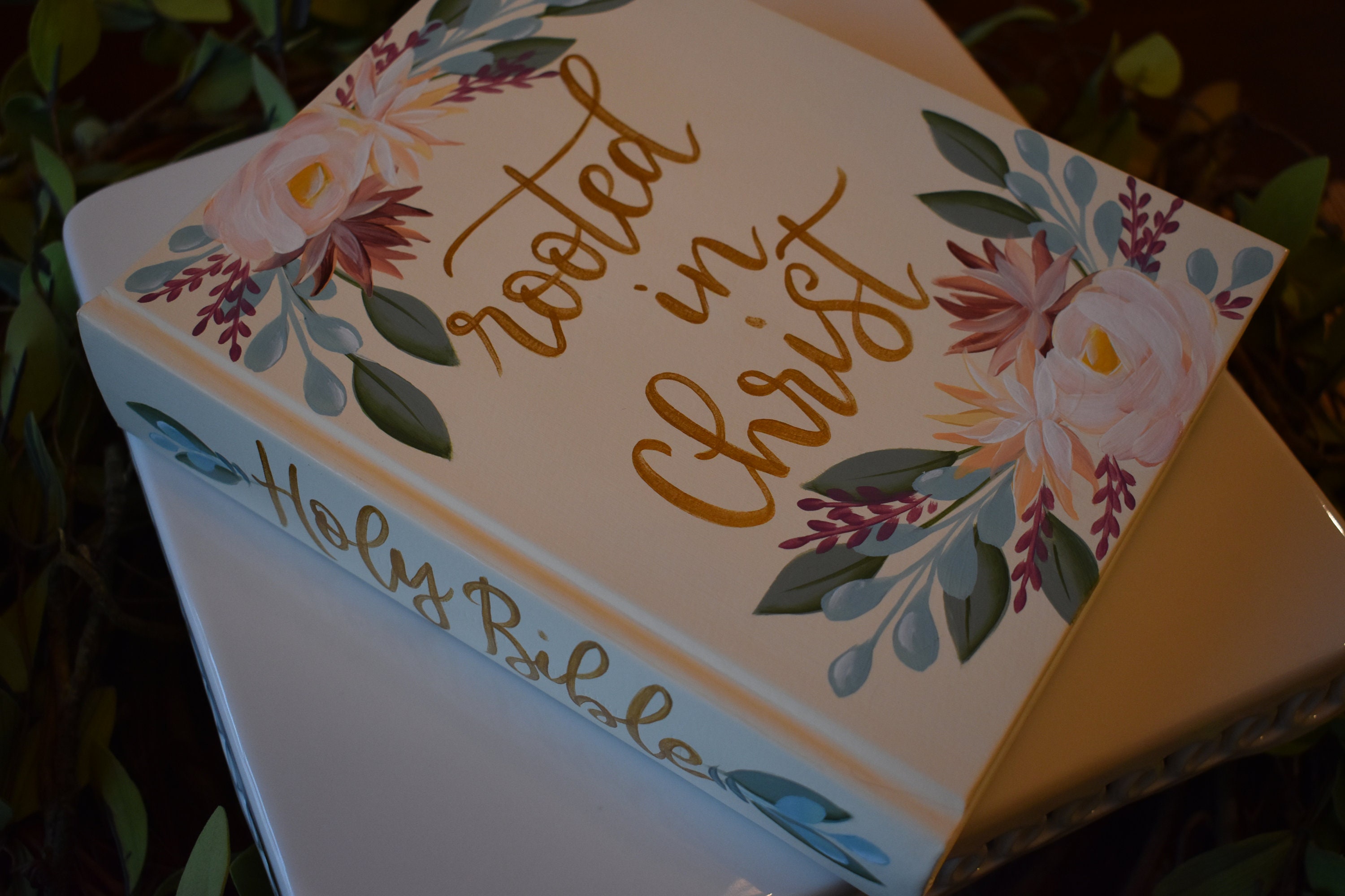 Custom Hand Painted Bible | Specialized Floral Design | Personal Keepsake