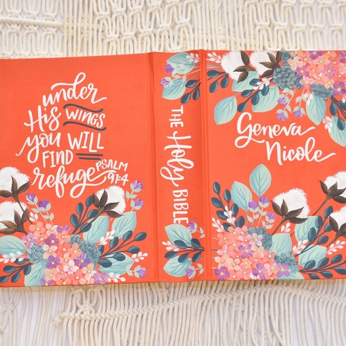 Hand Painted Bible Boho Rainbow Specialized Floral Design - Etsy