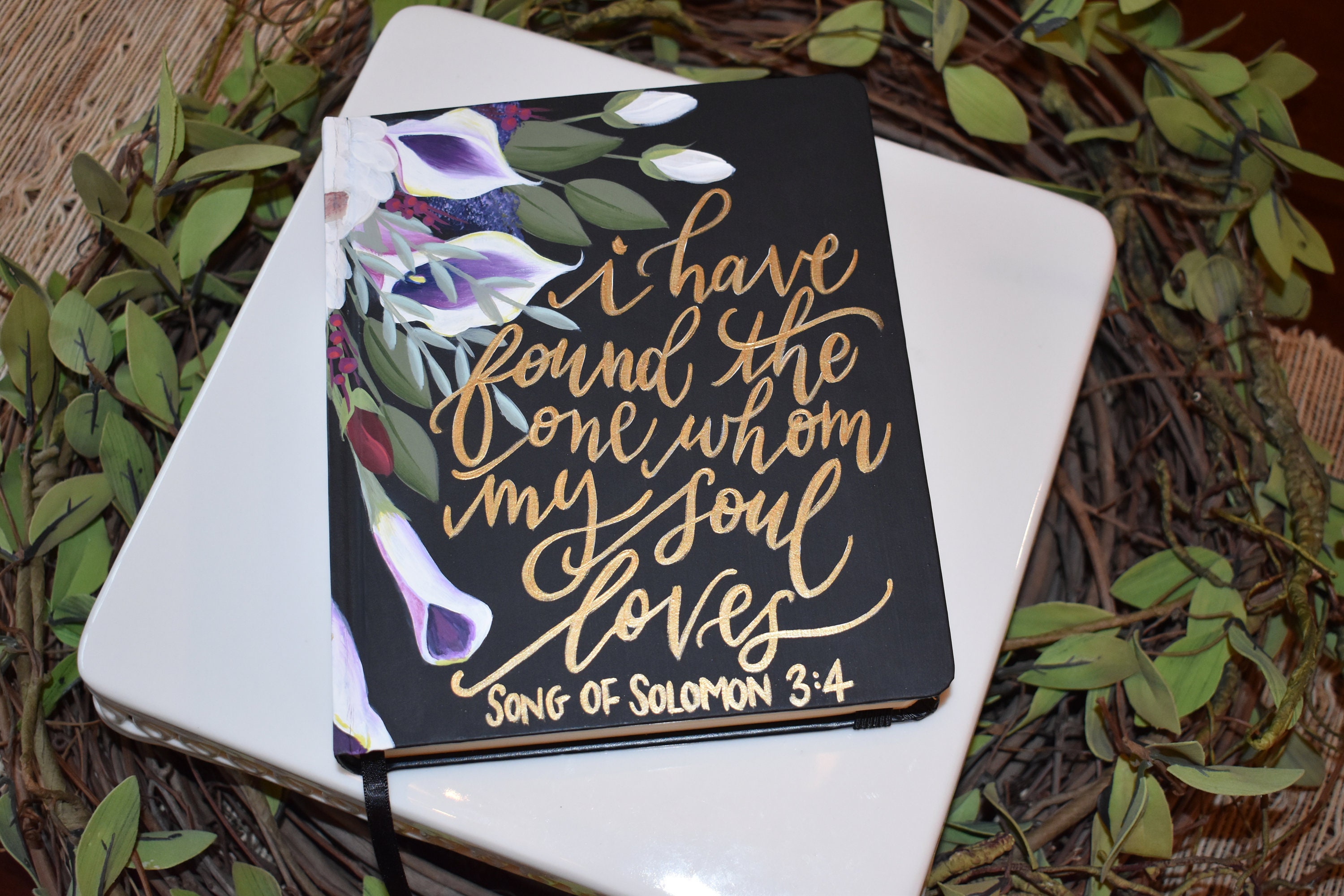 Custom Hand Painted Bible | Specialized Floral Design | Personal Keepsake