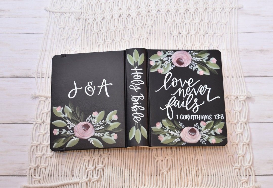 Hand Painted Bible, Wedding Guest Book Alternative, Holy Bible ...