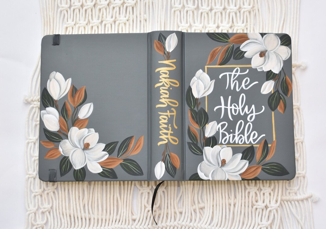 Hand Painted Magnolia Bible, Book Case/bag, Personalized Gift - Etsy