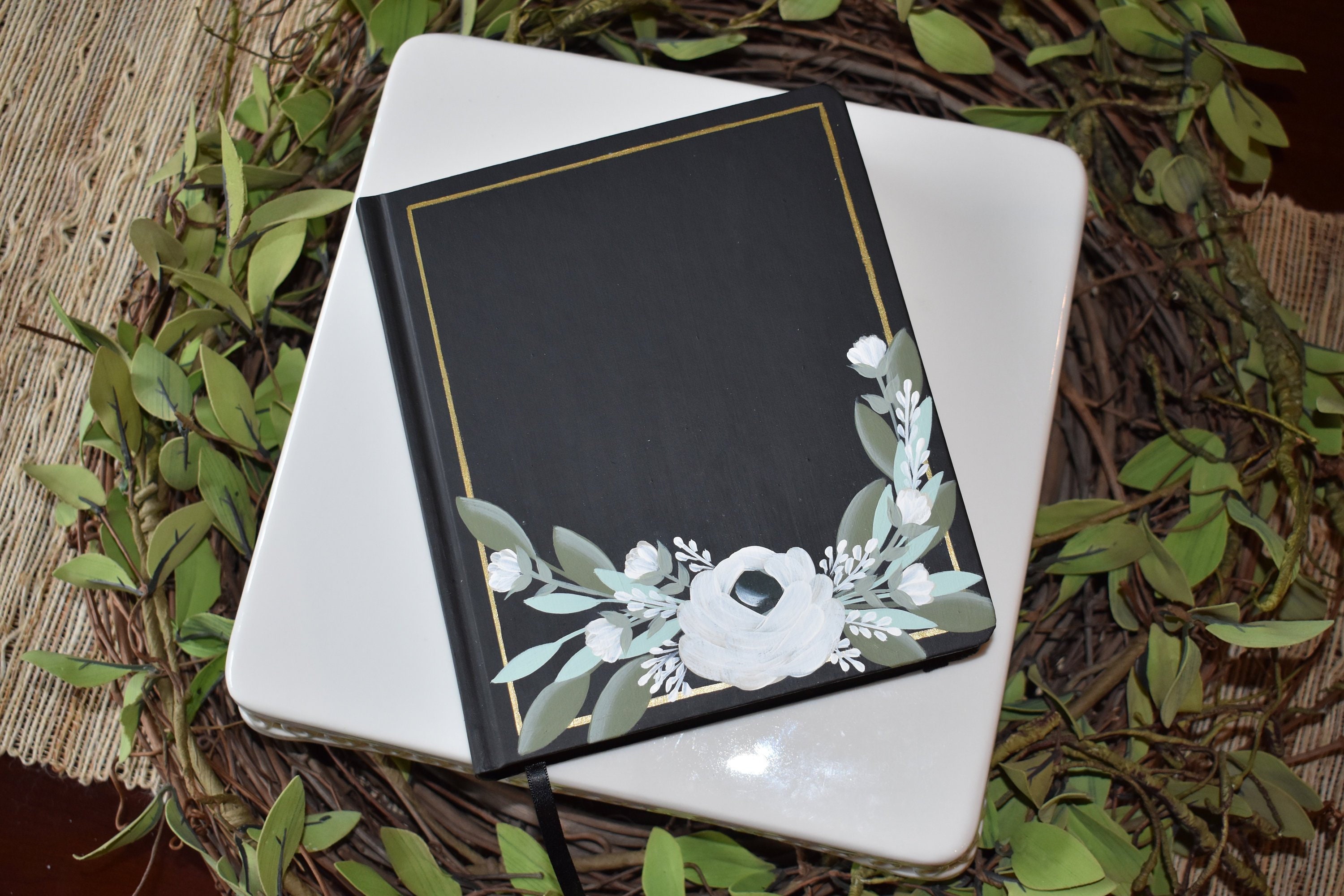 Hand Painted Bible // Wedding Guest Book // Anniversary Gift ...