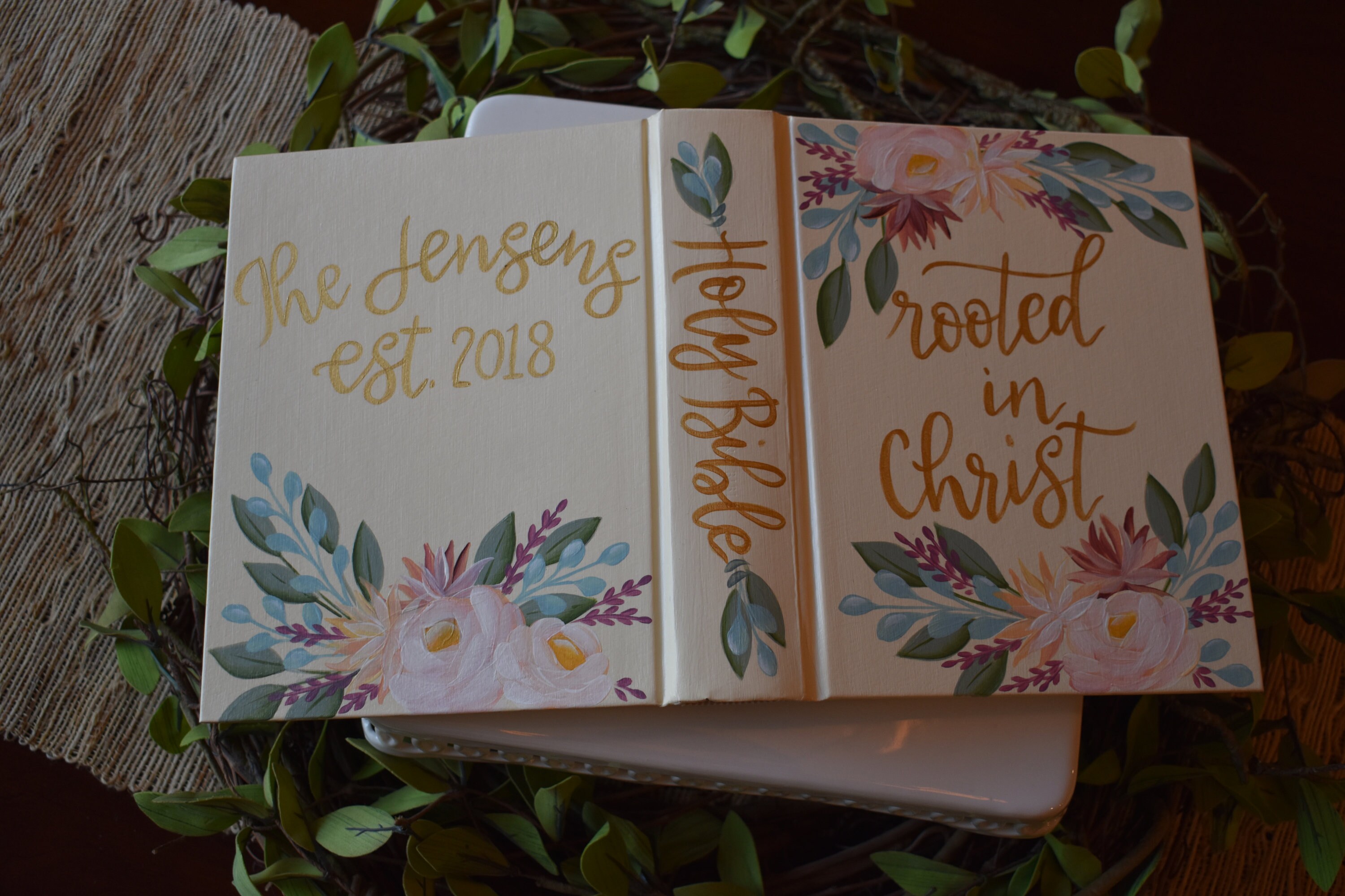 Custom Hand Painted Bible | Specialized Floral Design | Personal Keepsake