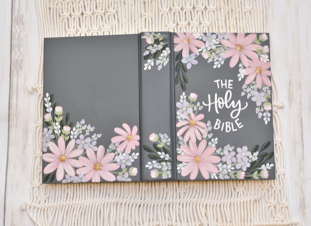 Hand Painted Bible, Pink Daisies, Book Case/sleeve, Personalized Gift ...