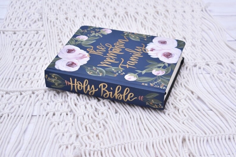 Hand Painted Bible Specialized Floral Design Peony Florals | Etsy