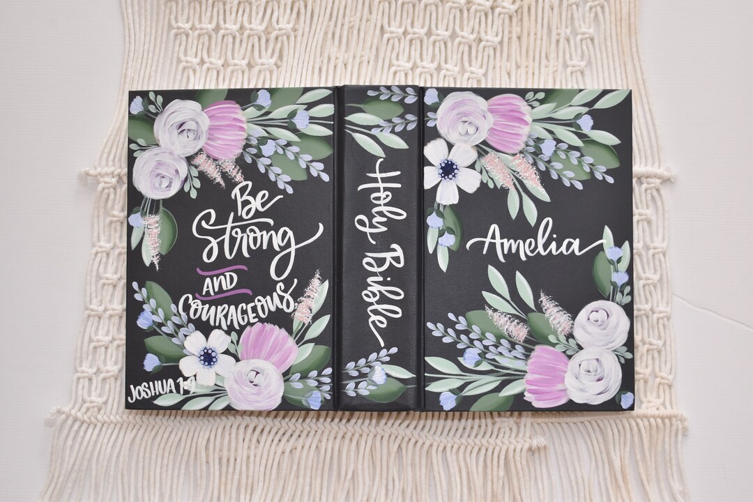 Hand Painted Bible, Pastel Roses, Custom Personalized Keepsake - Etsy