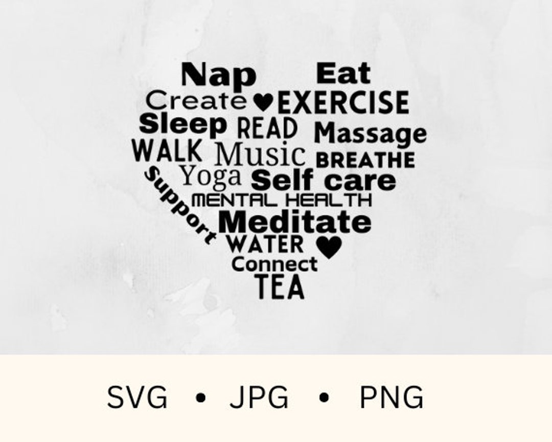 Mental Health Support Svg, Self-care Help, Positive Daily Routine ...