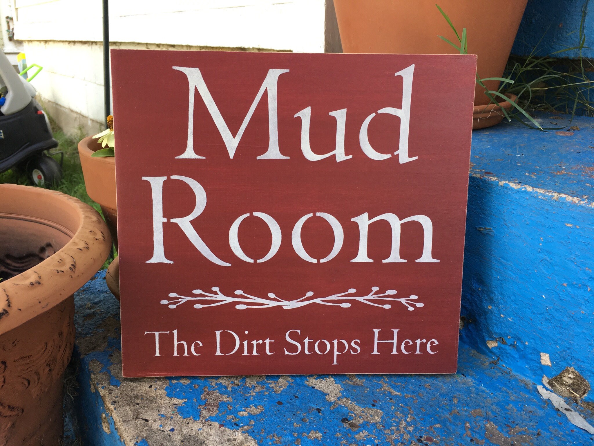 Mud room sign stenciled wood sign Mud room the dirt stops | Etsy