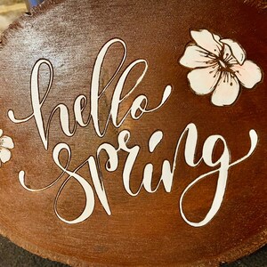 Hand Painted Hello Spring Wood Slice Sign: Rustic Farmhouse Decor - Etsy