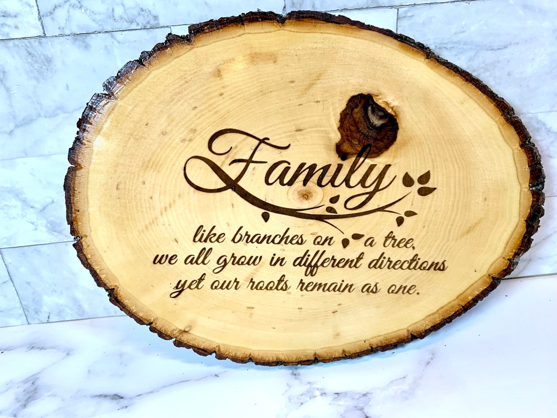 Wood Burning Family Sign: Personalized Live Edge Rustic Decor - Etsy