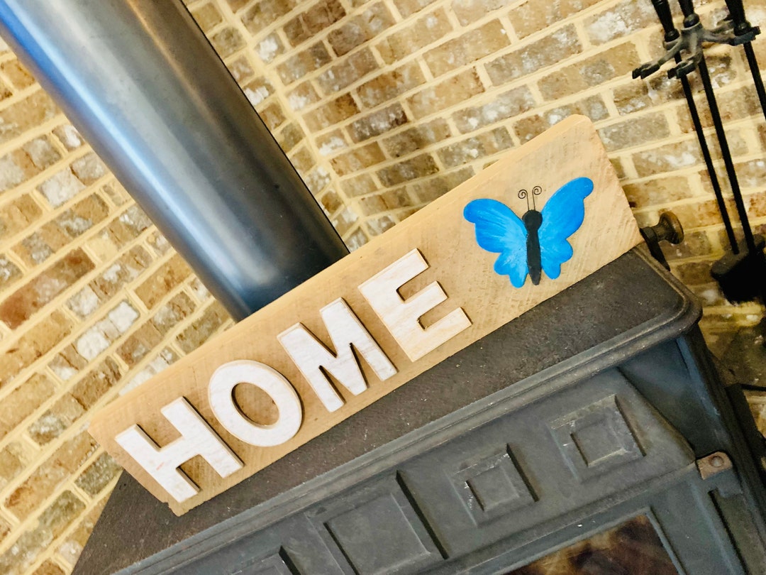 Home With Butterfly Hand Painted Sign/rustic Farmhouse Decor/gifts for ...