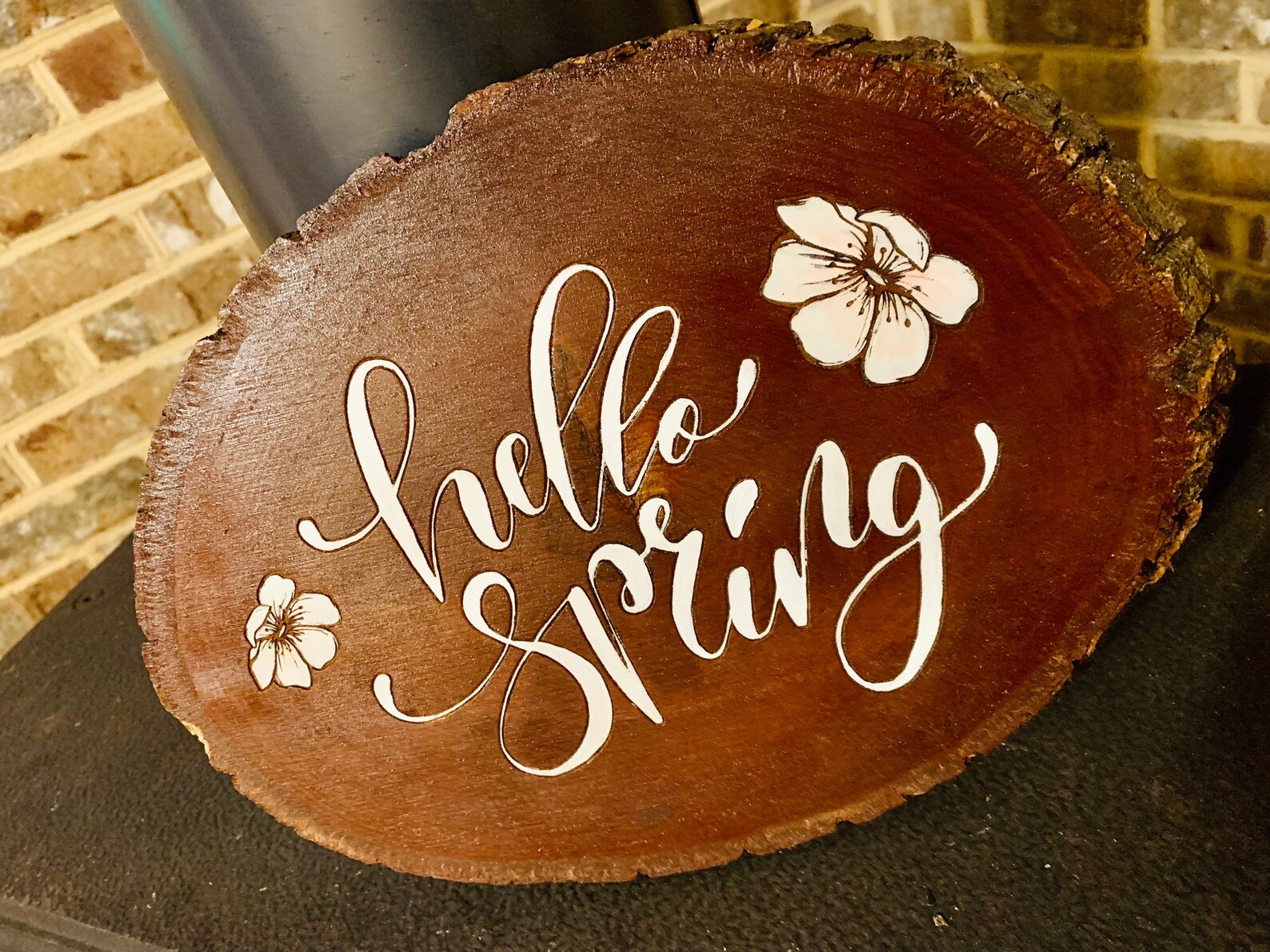 Hand Painted Hello Spring Wood Slice Sign: Rustic Farmhouse Decor - Etsy
