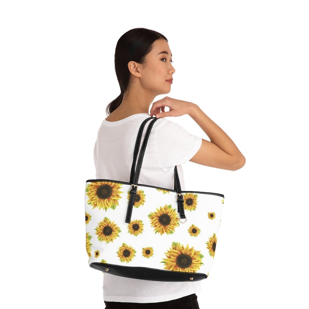 Sunflower White Leather Shoulder Bag/purse/hand - Etsy