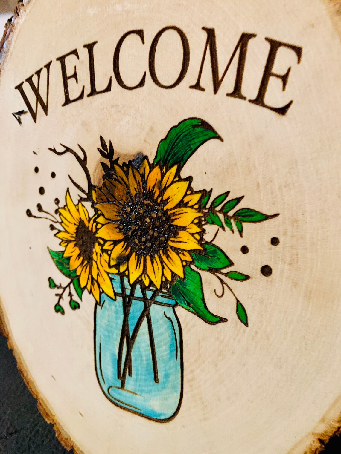 Welcome Sunflower Wood Burning Sign/custom/personalized/live - Etsy