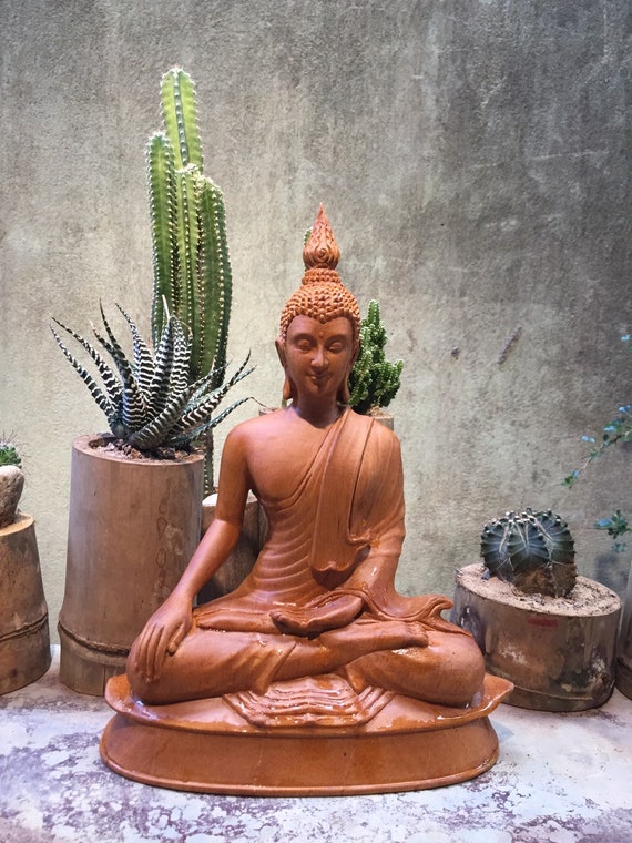 Thai Wooden Buddha Statue Etsy UK