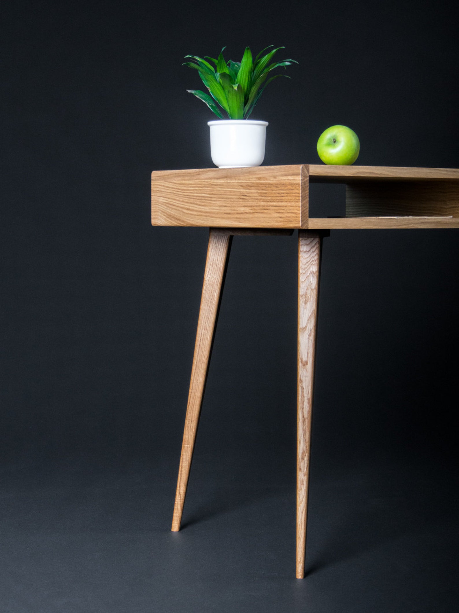 Mid century modern desk computer table bureau open shelf | Etsy