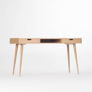 HEIM – Mid-century Computer Desk With Drawers and Storage, Made of Oak ...